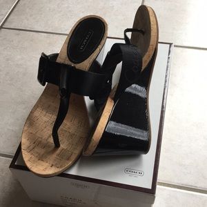 Coach | Shoes | Coach Black Wedge Sandal | Poshmark